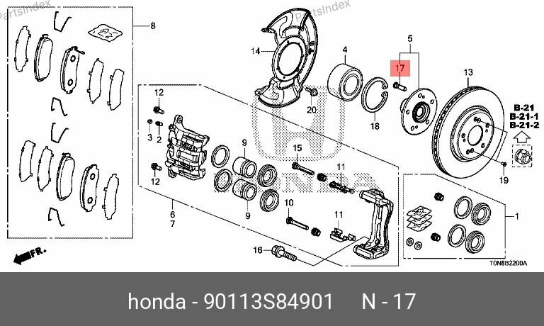 Шпилька колесная ACCORD 99-, CR-V, HR-V, INTEGRA, L, HONDA 90113S84901