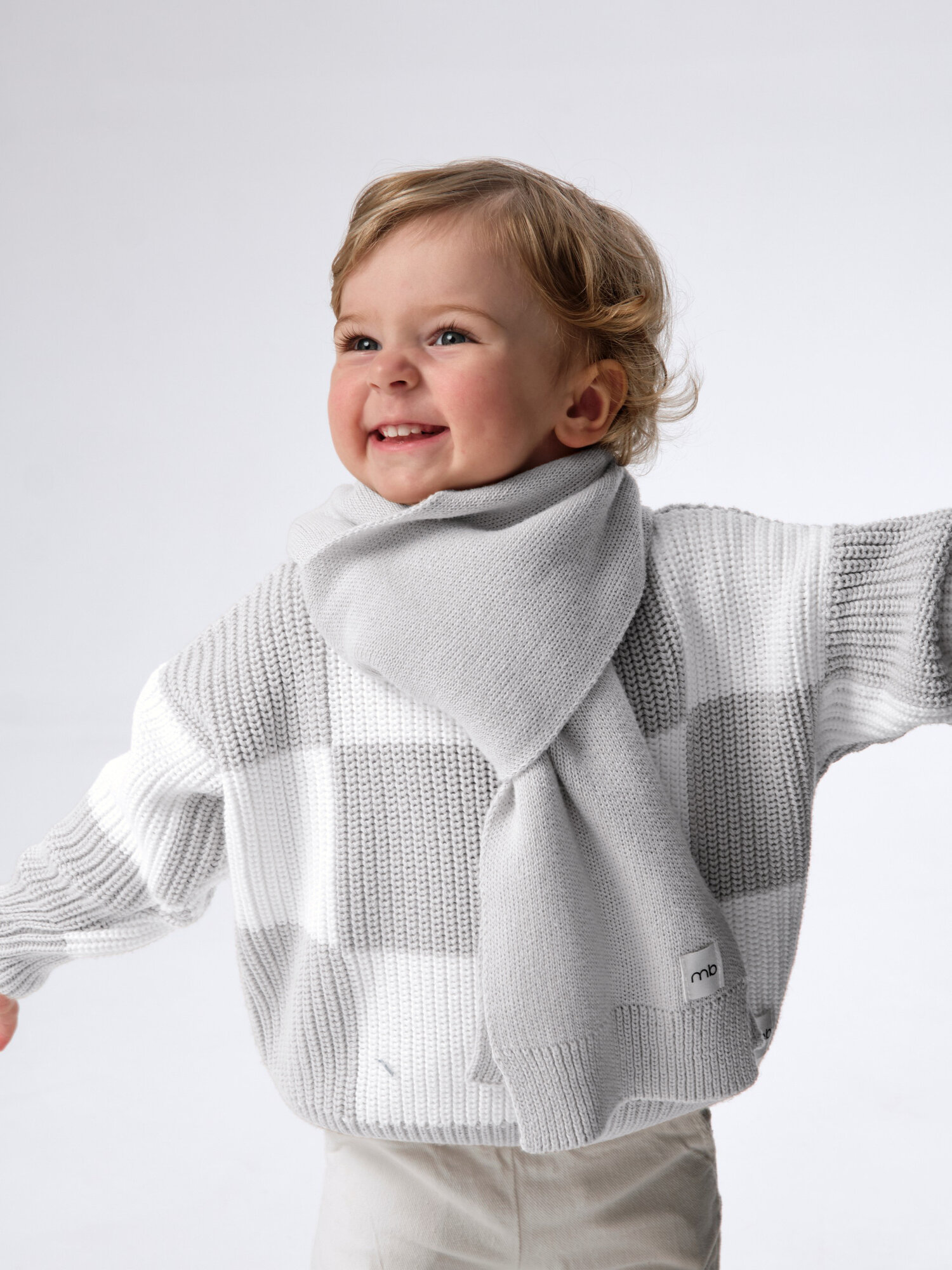 Шарф Mimibaby для детей,155х16 см, универсальный, серый — фото 1