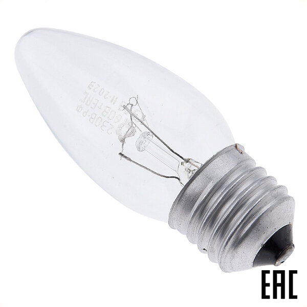 Лампа 60Вт ДС 230-60 Е27 накаливания "свеча" прозрачная кэлз (20 шт. в комплекте)