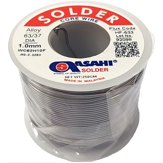 Припой с флюсом Asahi Припой WC63H10F, 1.0мм 0.25кг Sn63/Pb37 (HF533 флюс RMA)