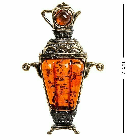 Магнит Самовар Боярский (латунь, янтарь) AM-1101 113-704402