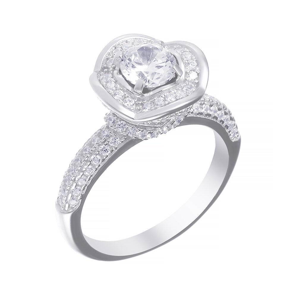 Кольцо, серебро, 925 проба, фианит