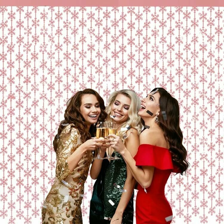 Занавес фольгированный Снежинки розовое золото 100х200 см