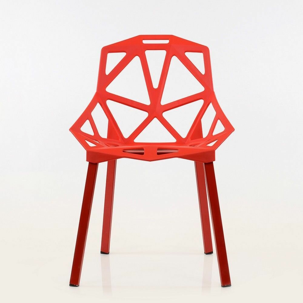 Стул One STOOL MARKET красный, пластик, металл, твердое сиденье, без подлокотников