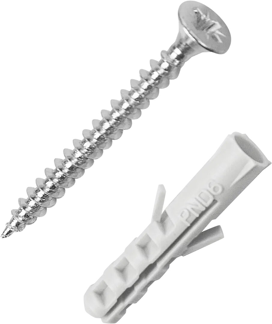 Дюбель потайной Standers PND 6x30 мм, с шурупом 4x40 мм, нейлон, 50 шт.