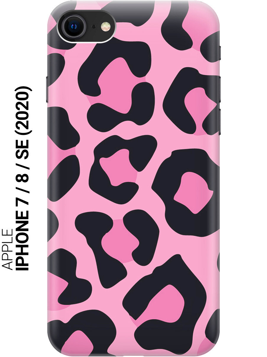 Силиконовый чехол на Apple iPhone SE (2022) / SE (2020) / 8 / 7 / Эпл Айфон СЕ 2022 / СЕ 2020 / 8 / 7 с рисунком "Паттерн розовый леопард"