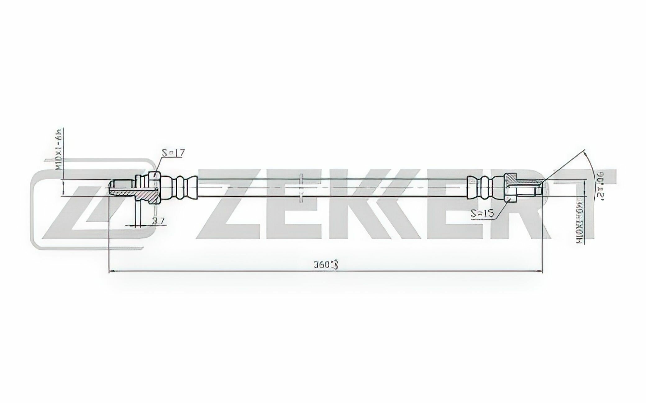 Шланг тормозной для Форд Эскорт 5, Фиеста, 4, Скорпио 1, Мазда Демио BS-9391 ZEKKERT — фото 1