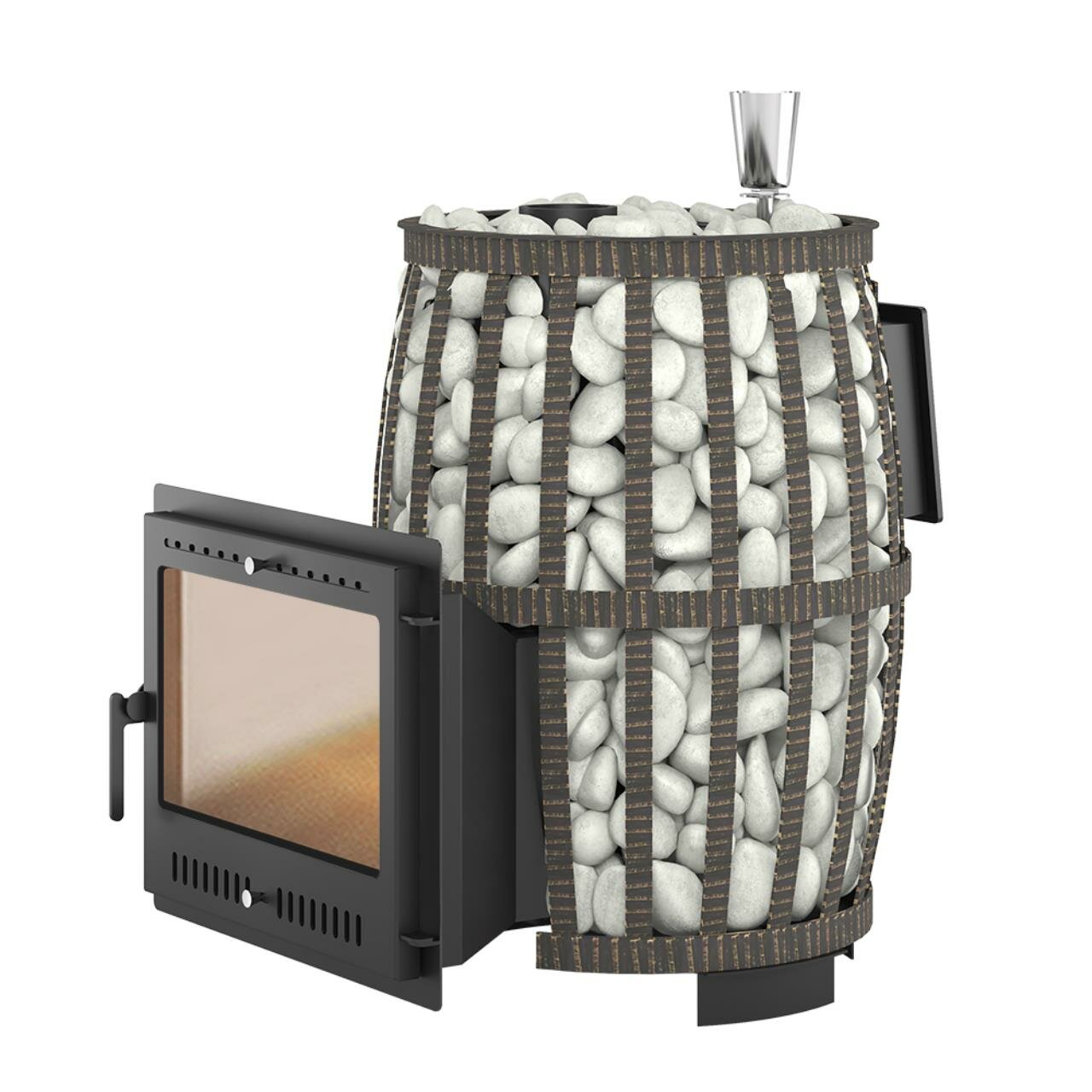 Печь ВЕЗУВИЙ Легенда Русский пар Ковка 18 Панорама "М" диаметр дымохода: 115 мм