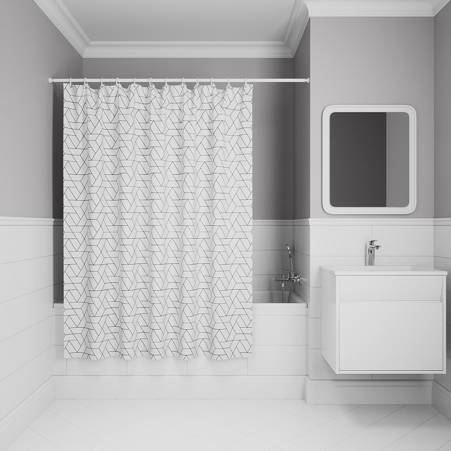 Штора для ванной 200x180 см полиэстер IDDIS BB01P18i11