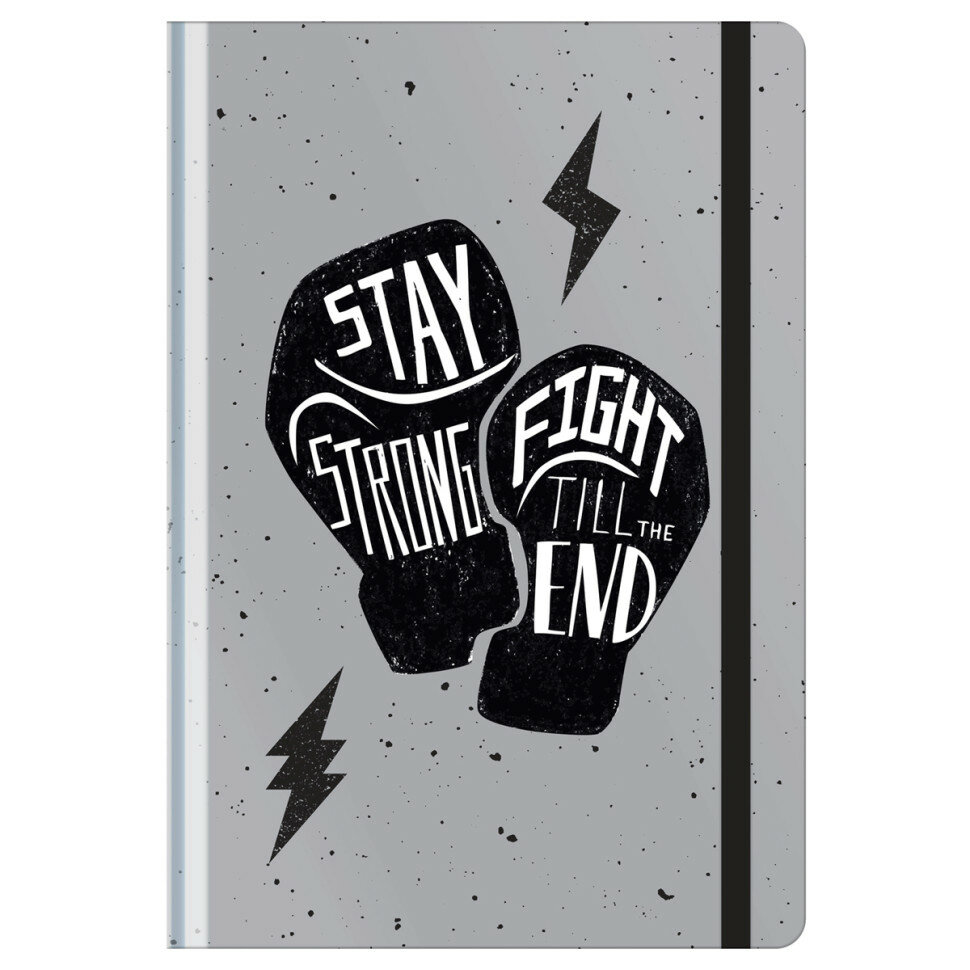 Ежедневник недатированный А5, 128л, 7БЦ "Stay strong", матовая ламинация, на резинке, 358423