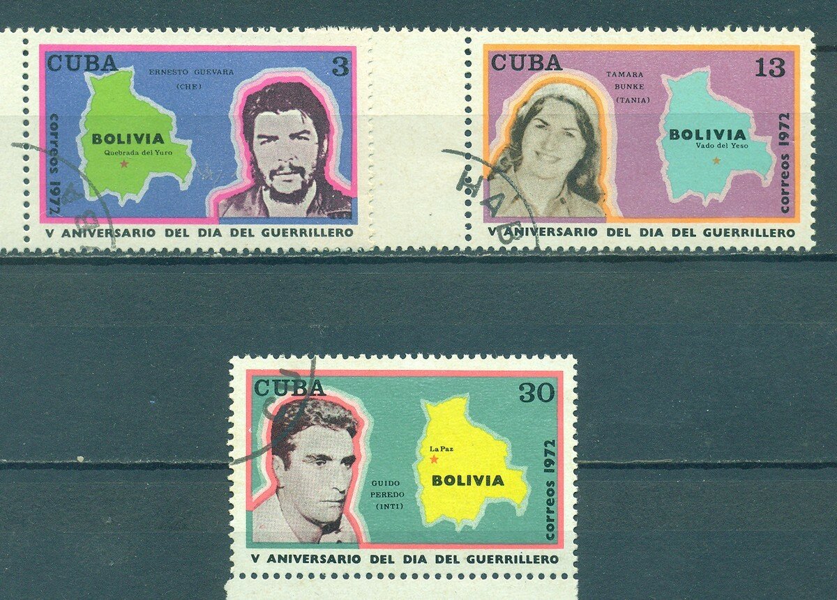Почтовые марки Куба 1972г. "5-я годовщина Дня партизан" Эрнесто Чегевара U