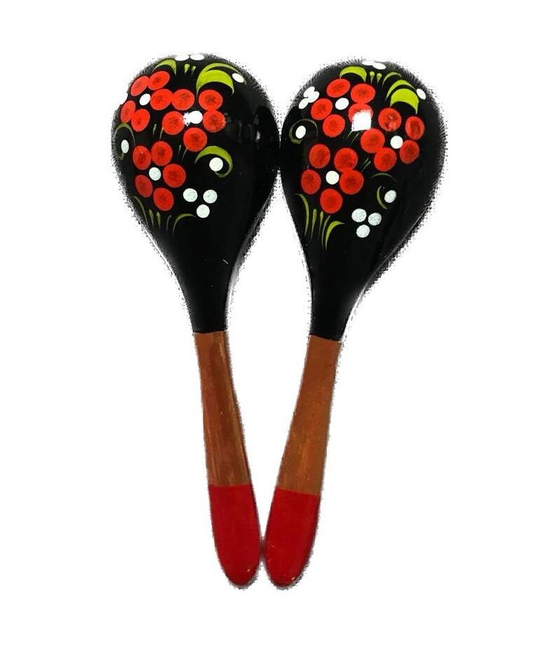 Деревянная ложка салатная разноцветье 200*60 черный фон