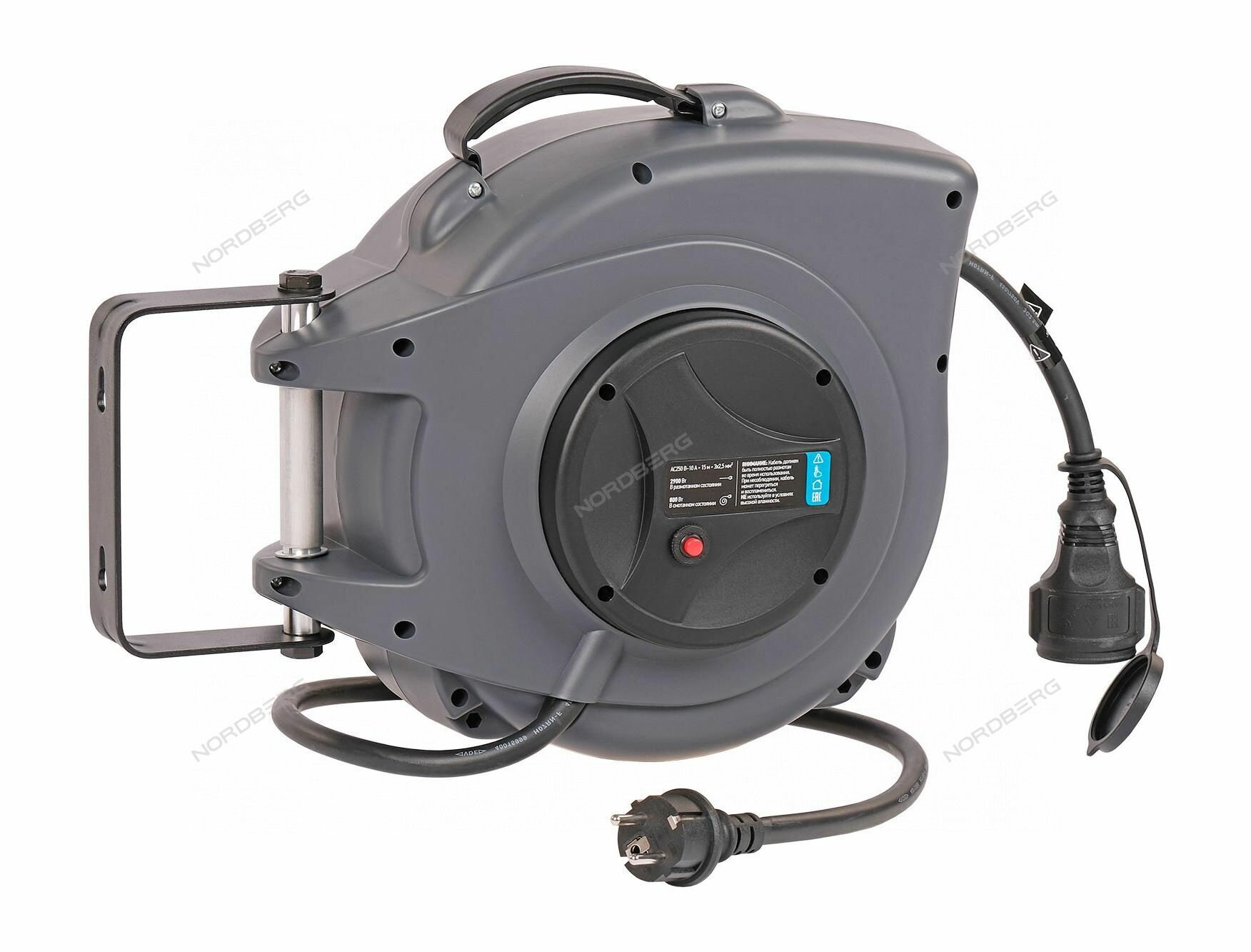 Удлинитель электрический на инерционной катушке NORDBERG 15+1 м, 3x2,5 кв мм 2515-2,5