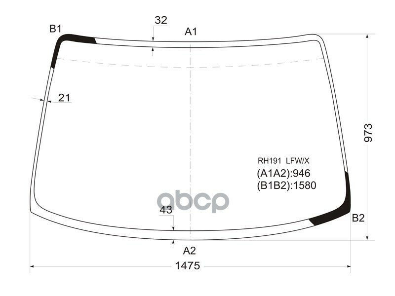 Стекло лобовое Toyota Hiace Regius 97-99 / Touring Hiace 99-02 XYG арт. RH191 LFW/X