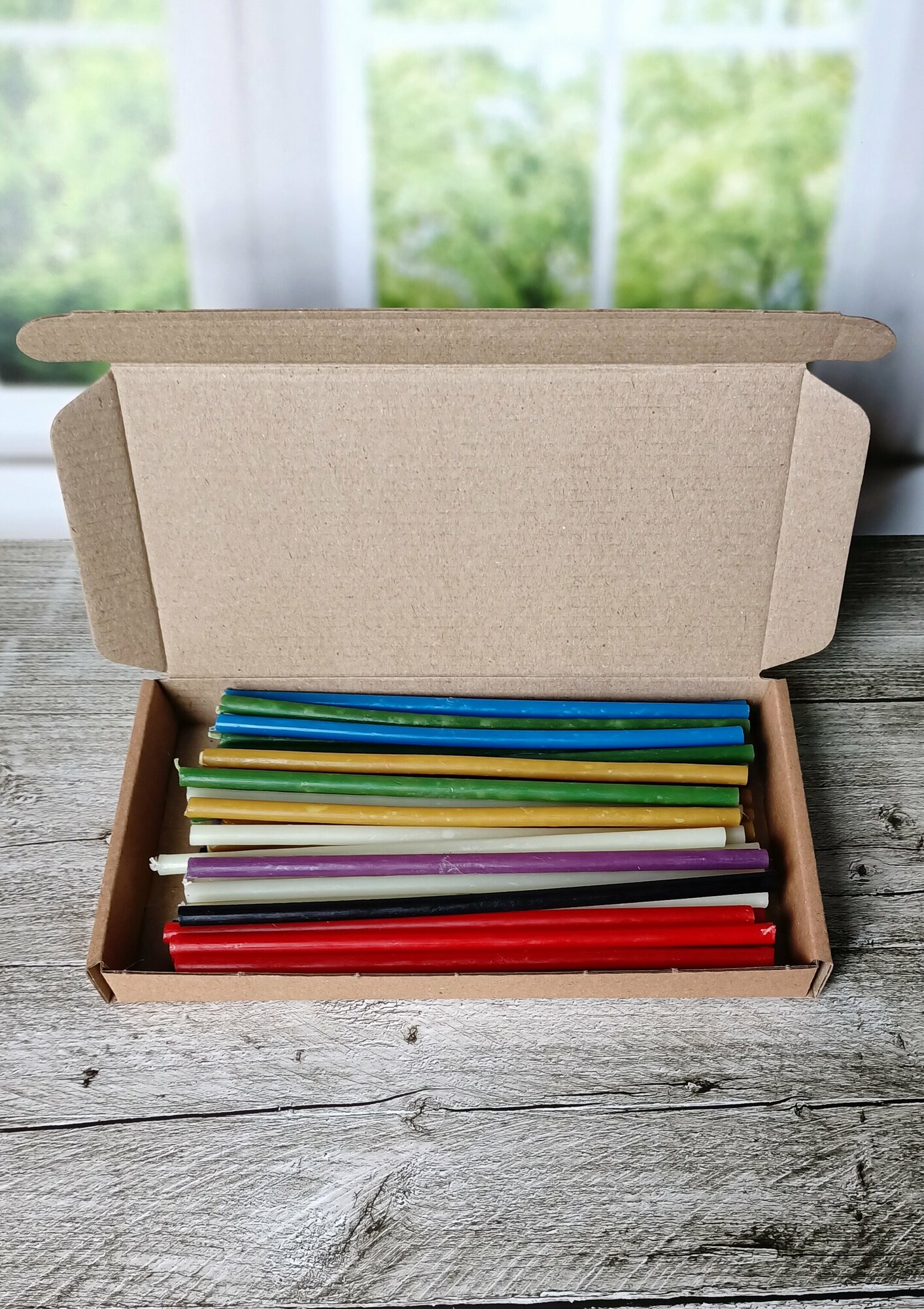 Набор восковых свечей FINNE, 7 цветов, цилиндрические, диаметр 0,5 см, длина 16 см, 49 шт