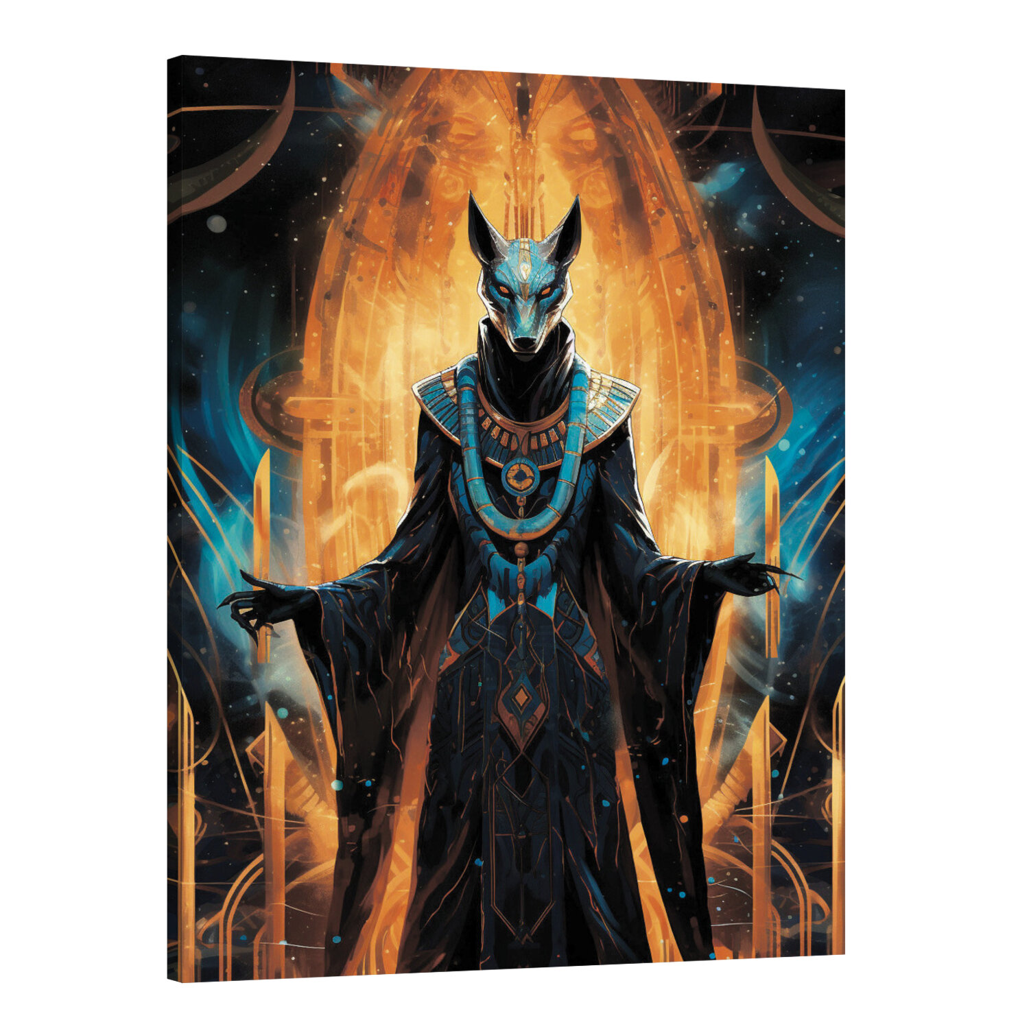 Интерьерная картина 50х70 "Анубис: хранитель тайн мистического мира"