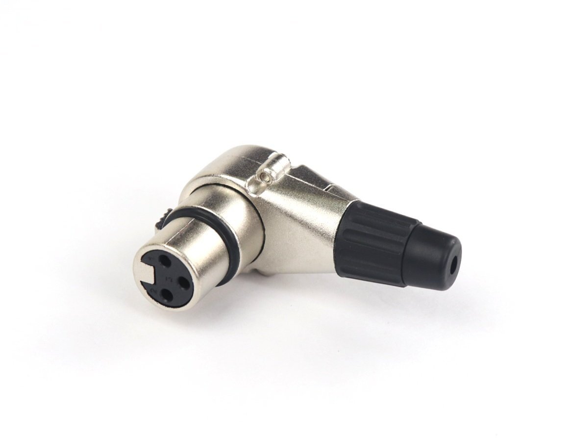 Кабельный разъем угловой 3-контактный XLR female, посеребренные контакты, никель, до 50 В, AuraSonics X3FR