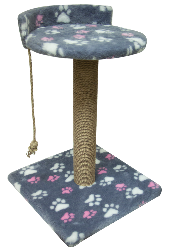 Зооник когтеточка на подставке мех цв, с лежанкой круглой (400х400х600)