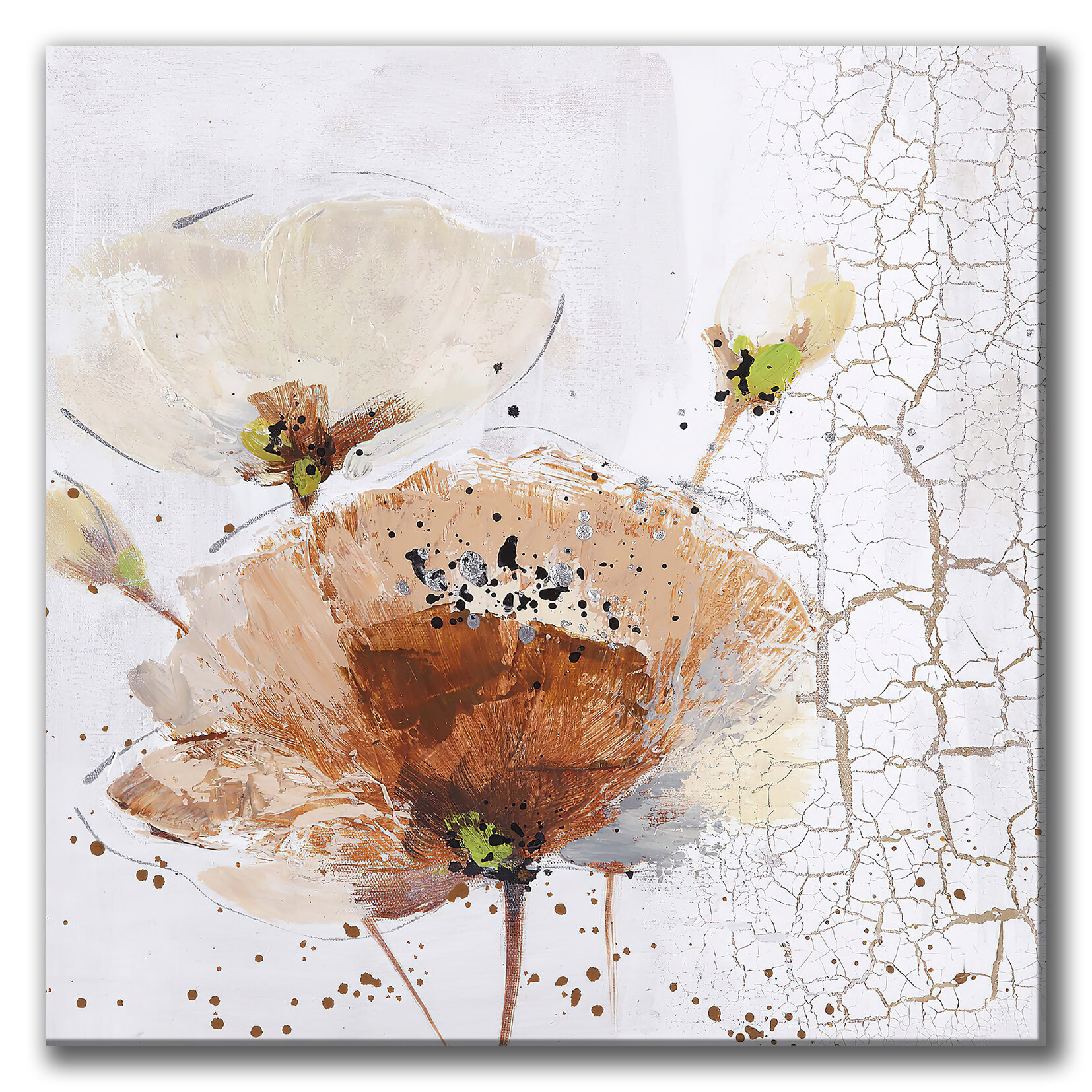 Картина для интерьера на холсте «Цветок маслом» 50х50, холст без подрамника