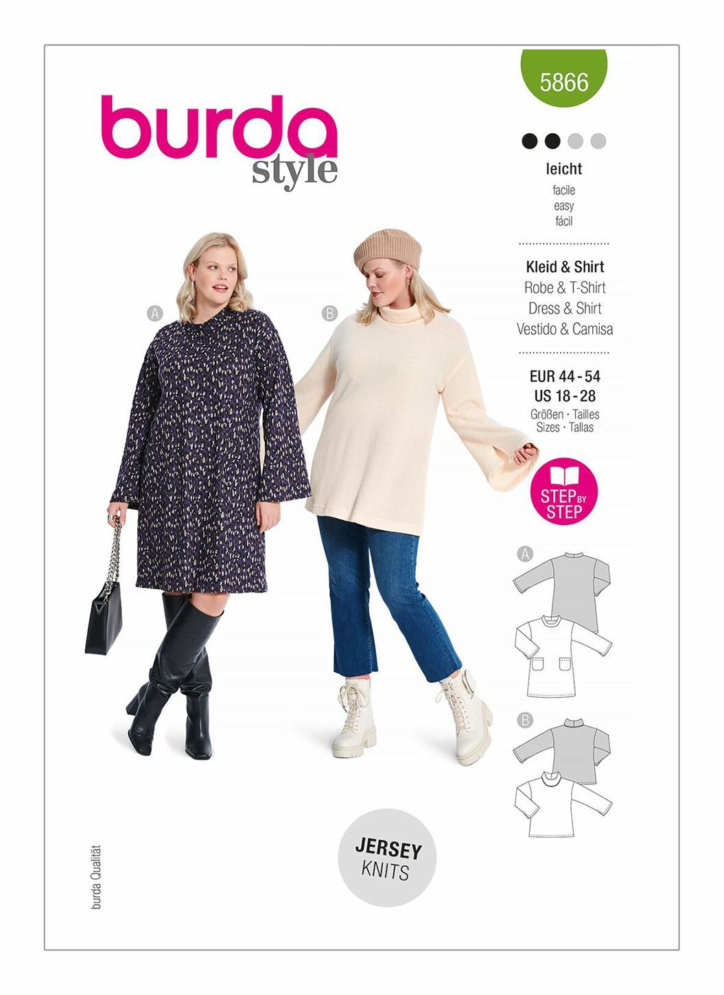 Выкройка BURDA №5866 Платье, пуловер