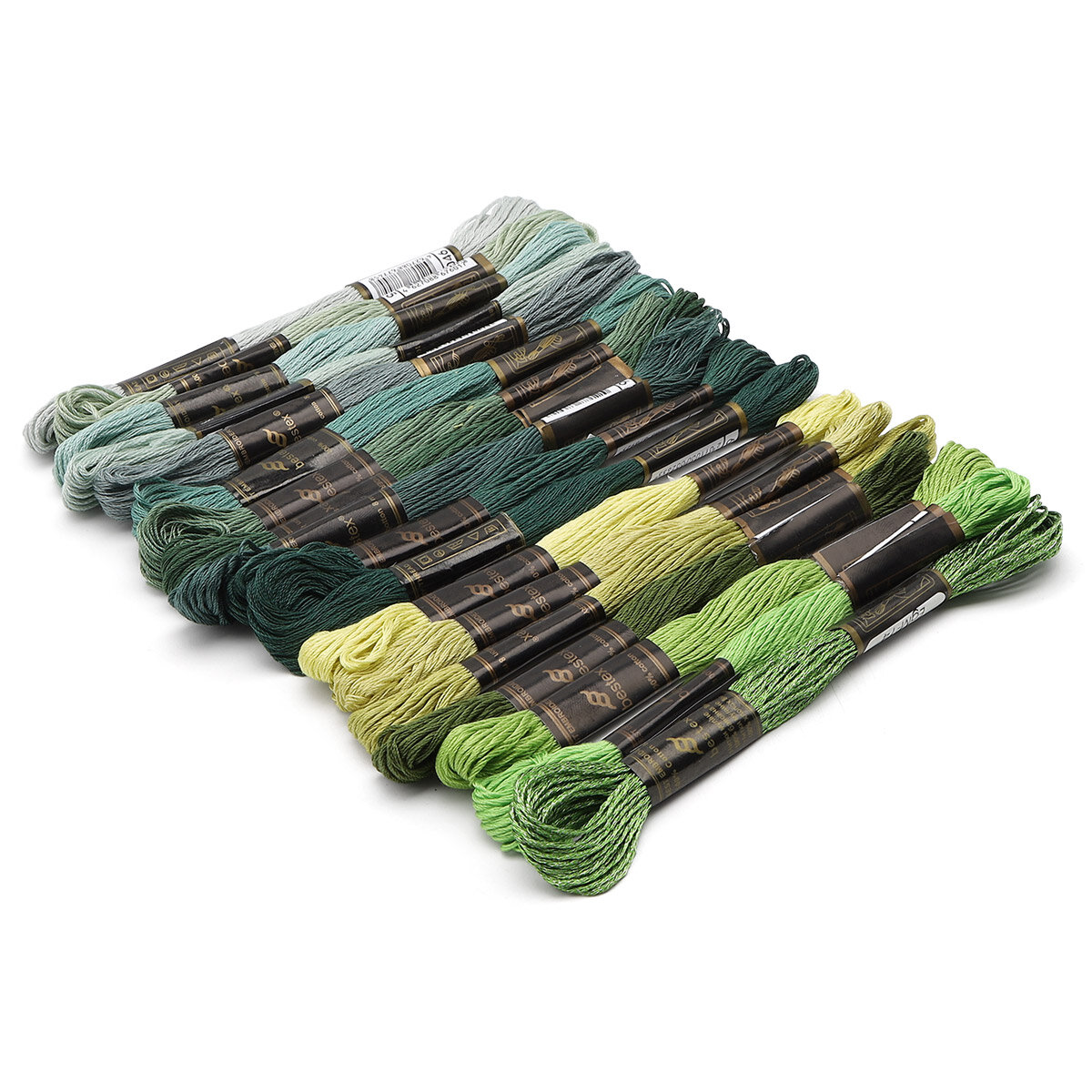 Мулине набор 'Приглушенно-зеленый', 18 шт*8 м, мерсеризованный хлопок, разноцветный, Bestex