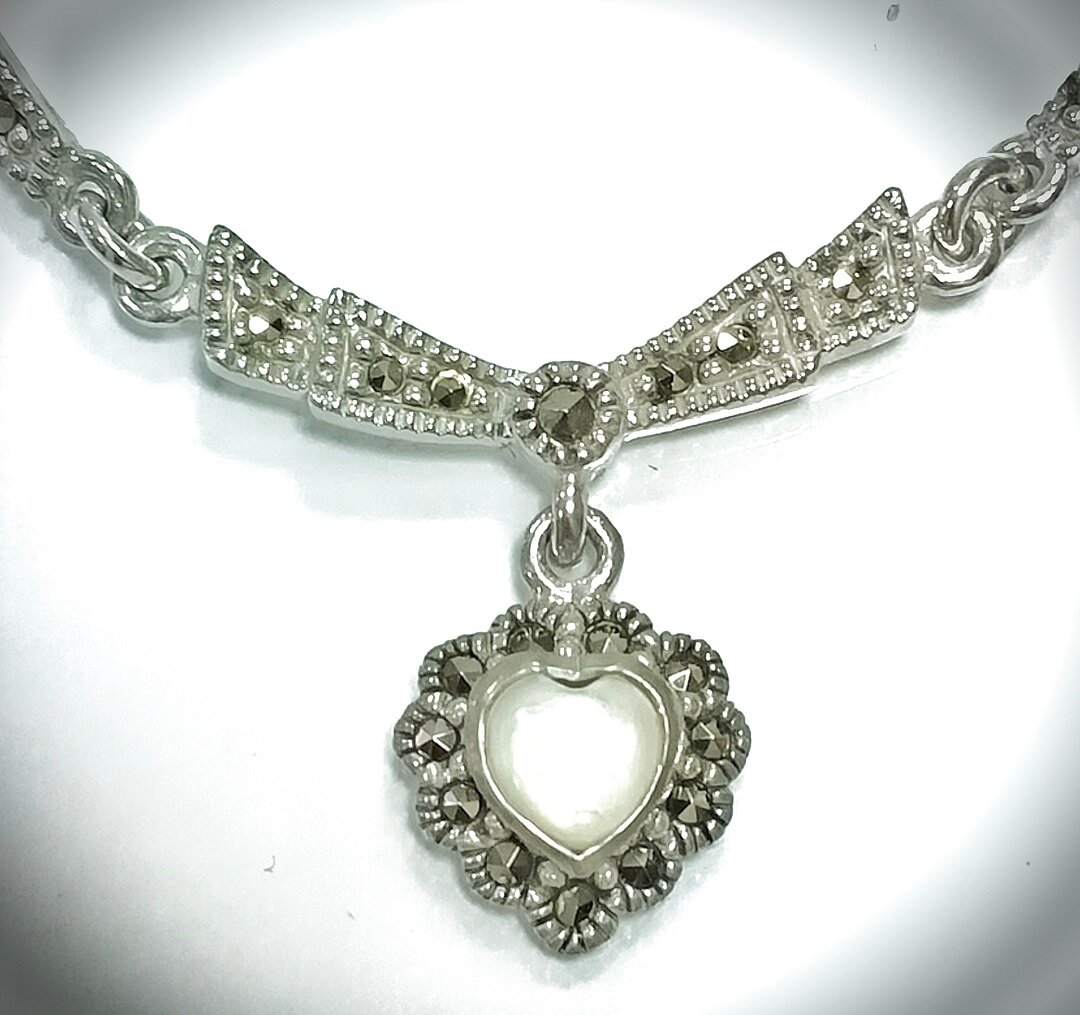 Колье, серебро, 925 проба, родирование, пирит, перламутр