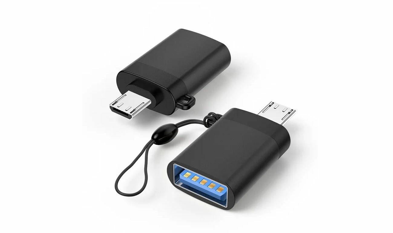 Переходник для передачи данных USB 3.0A OTG на micro USB (с ремешком)