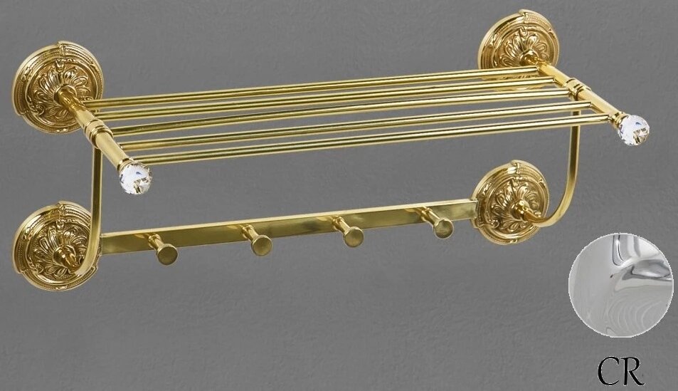 Полка с крючками хром Art&Max Barocco Crystal AM-2032-Cr-C