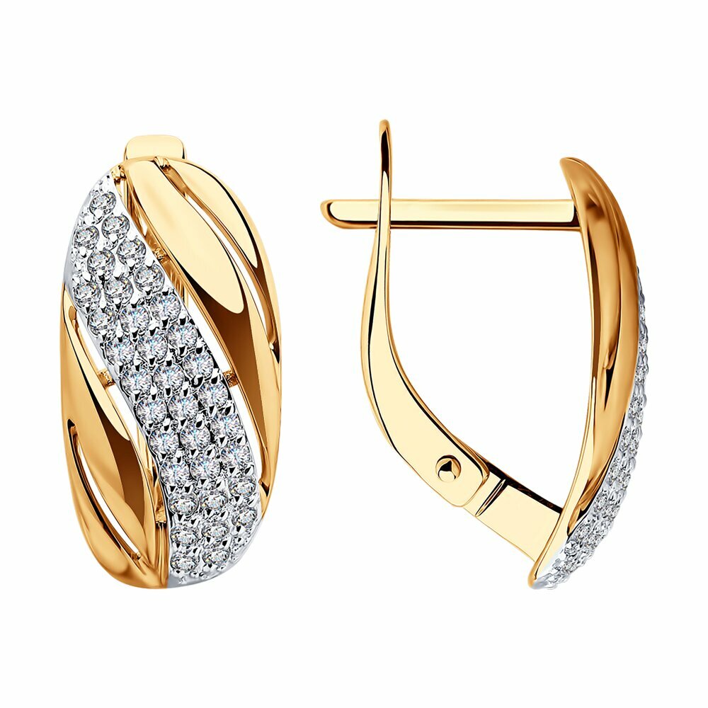 Серьги, красное золото, 375 проба, фианит