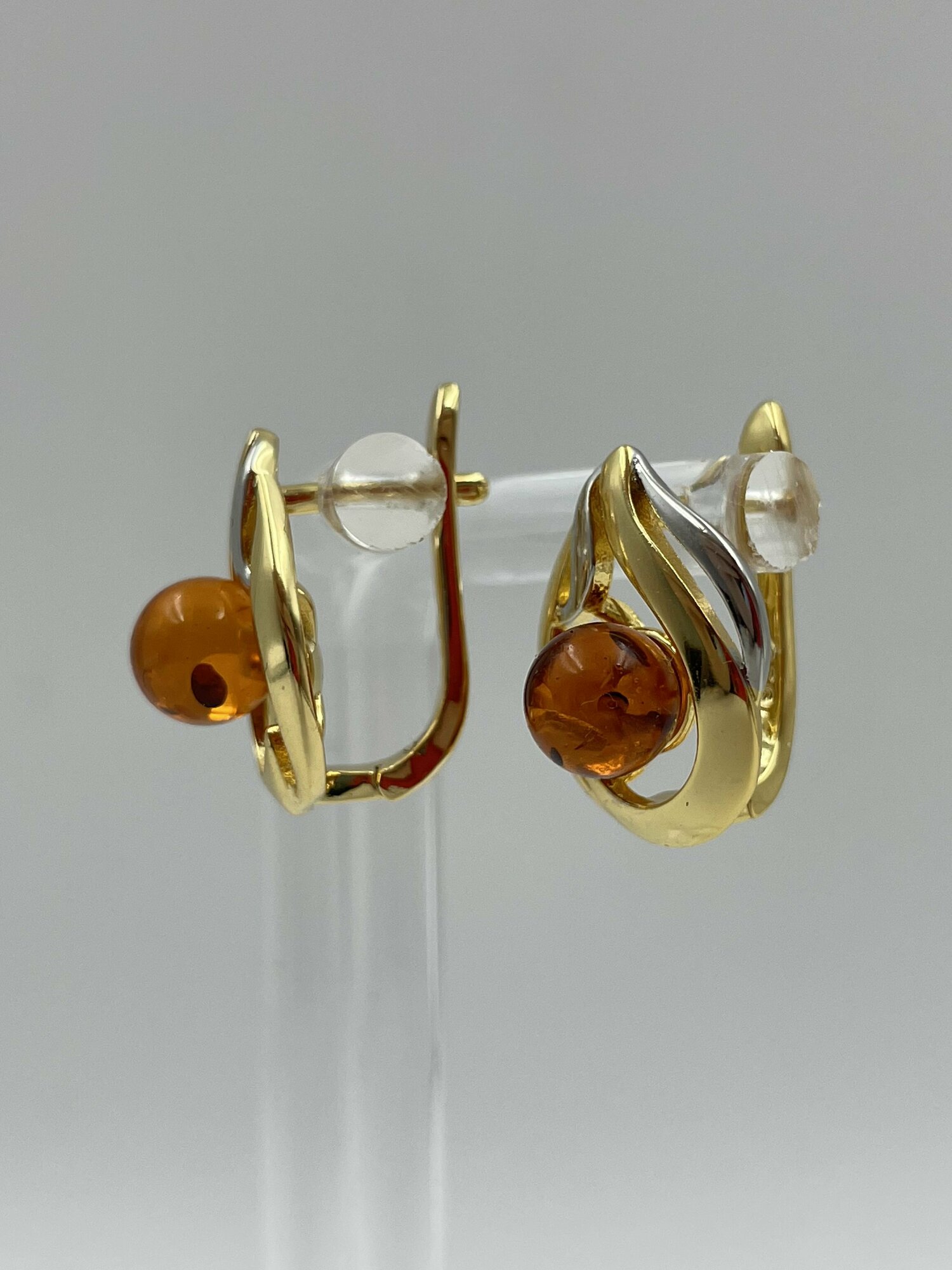 Серьги с подвесками, янтарь прессованный