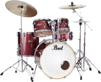 Drum and hardware set Pearl Export EXX725S/C704 - Ударная установка в составе: большой барабан 22x18, малый барабан 14x5.5, томы 12x8 и 10x7, напольный том 16x16, набор стоек HWP-830 и тарелки PCP-204S. Цвет #704 черная черешня с блеском