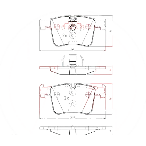 ZIMMERMANN 25199.195.1 (34106799801 / 34106856191 / 34106859181) колодки дисковые перед. 148x70x19 \ BMW (БМВ) x3 f25 3.0 / 2.0d