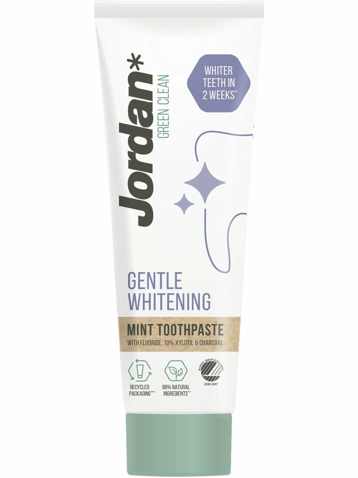 Зубная паста мятная Jordan "Green Clean" Gentle whitening с отбеливающим эффектом 75 мл (из Финляндии)