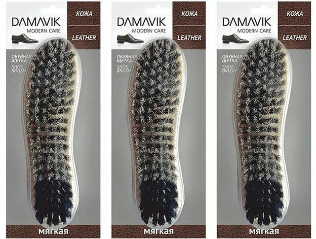 Damavik Щетка для обуви из искусственного ворса, мягкая, в блистере, 3 шт