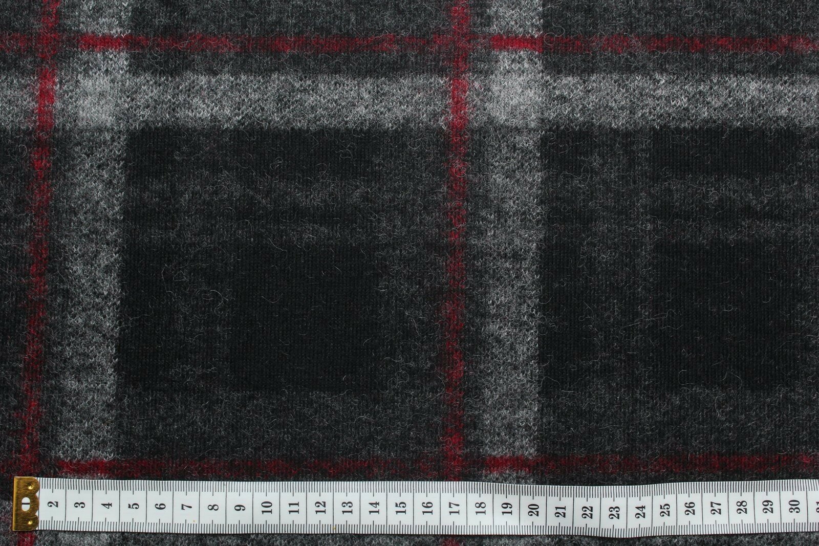 Ткань пальтовая вязаная в крупную клетку вишнево-серо-черная, ш150см, 0,5 м