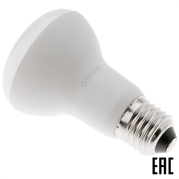 Лампа 8Вт 81944 LVR60 8SW/865 230V FR E27 640Лм 6500К светодиодная R63 дневной свет (OSRAM) (3 шт. в комплекте)