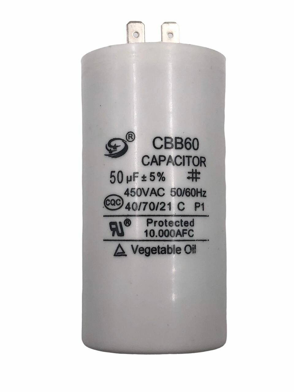 CBB60 50мкФ-450В пусковой конденсатор с клеммами (100х48мм)