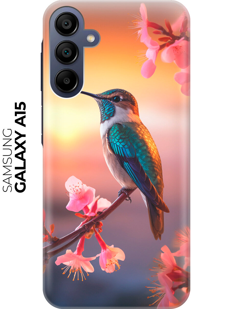 Силиконовый чехол на Samsung Galaxy A15 / Самсунг А15 с рисунком "Птичка на закате"