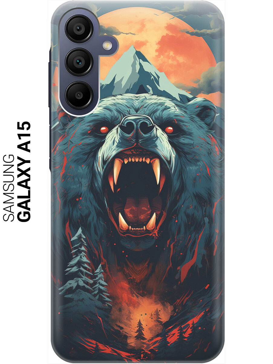 Силиконовый чехол на Samsung Galaxy A15 / Самсунг А15 с рисунком "Гризли при красной луне"