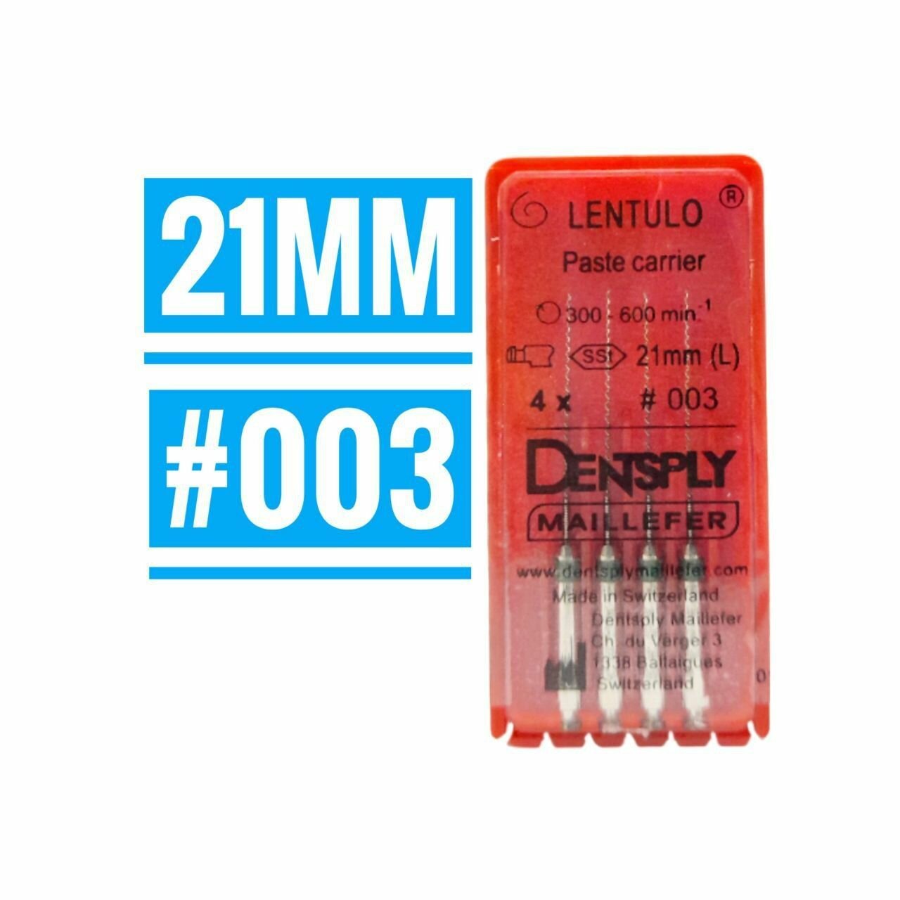 Paste Carriers Lentulo - каналонаполнитель машинный. N003 L21 (ISO 30-90) от Dentsply Maillefer, длина 21, 4 шт/ упак, NeoHealth.