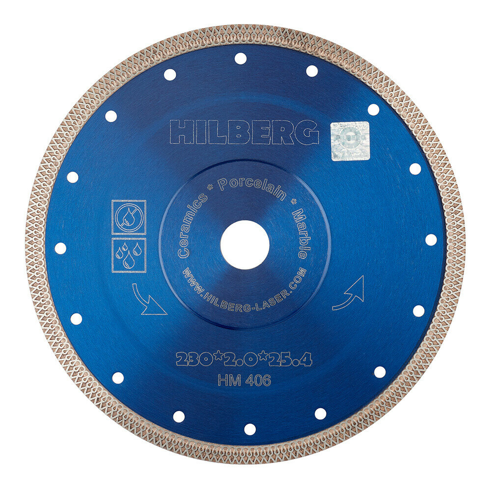 Диск алмазный по керамограниту Hilberg 230x25,4x2 мм турбо сухой рез (HM406) Hilberg HM406