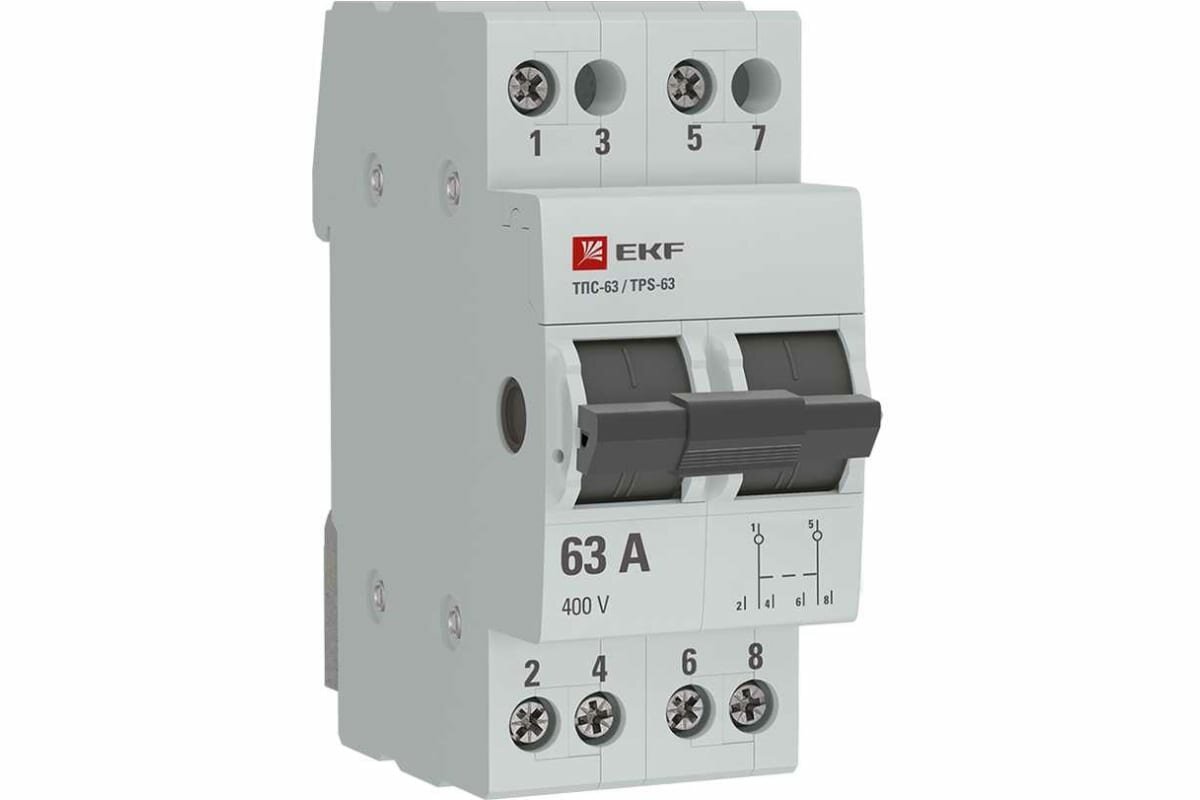EKF PROxima TPS263 трёхпозиционный переключатель 2P 63A TPS-63 для электрощитовых панелей с указателем положения