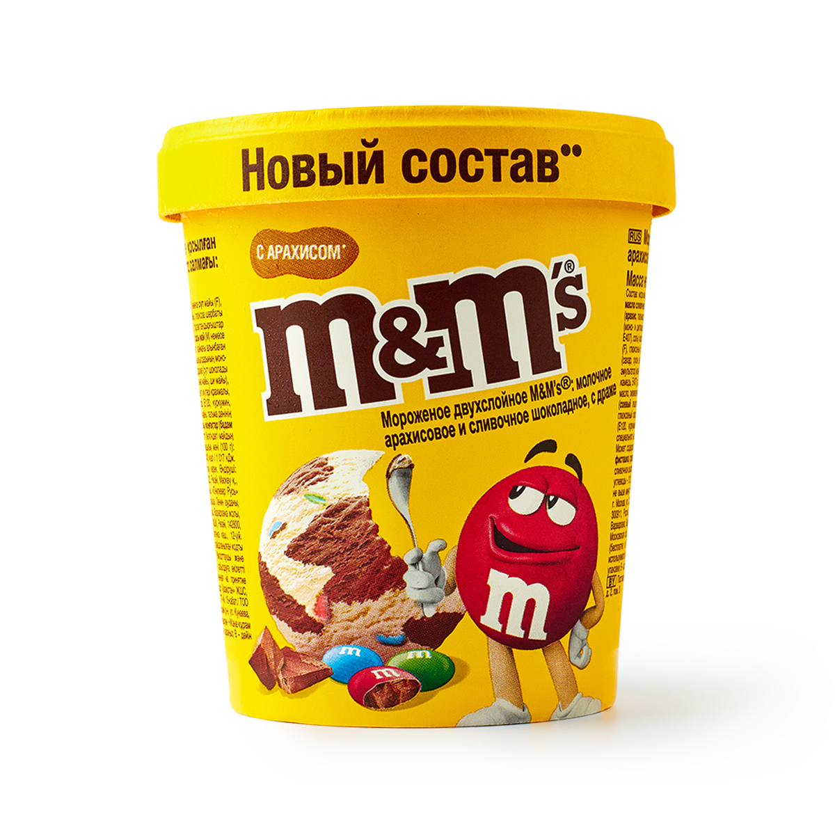 Мороженое M&M's, двухслойное, с драже, шоколадное, в стаканчике, 295 г