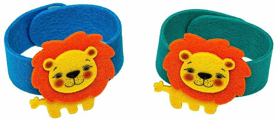 Браслет Smile Decor "Лев" для обозначения левой руки, логопедический набор из фетра, формирование понятий "право"-"лево" и профилактика зеркального письма, 2 шт.