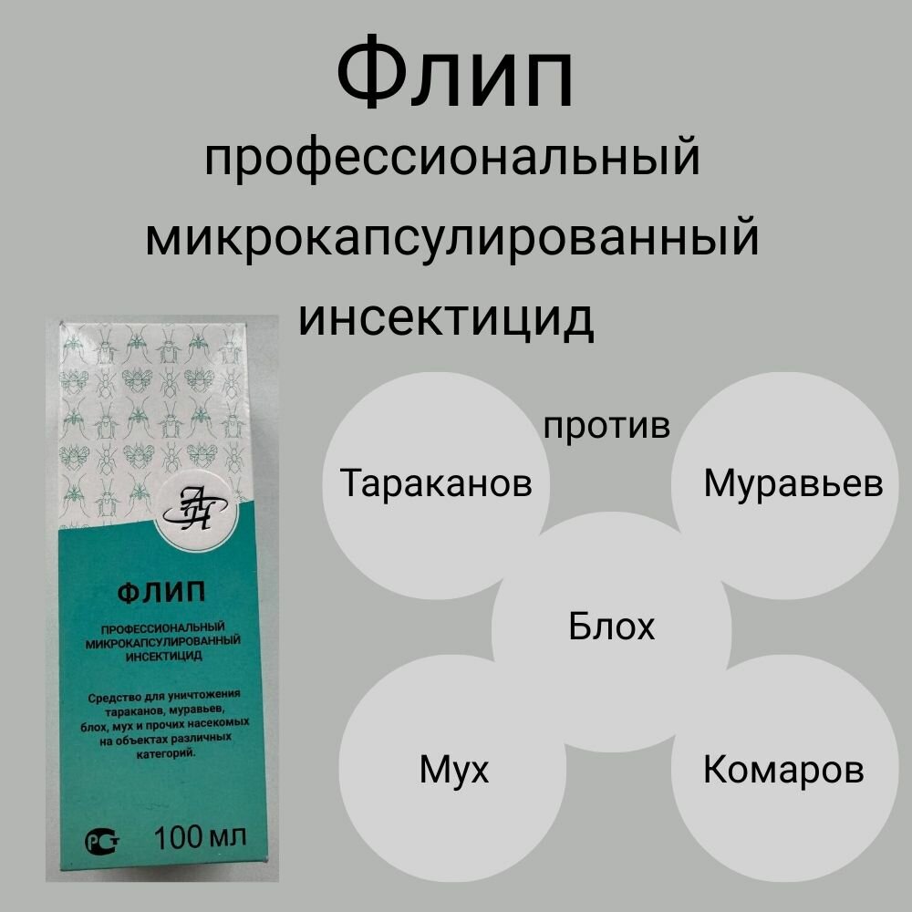 Флип Средство для уничтожения тараканов, муравьев, блох, мух и прочих насекомых
