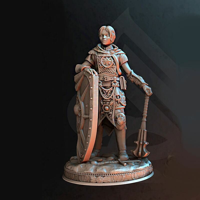 Паладин Святая Жанна д Арк, Рыцарь (45мм), Варвар, Воин, Файтер миниатюра для DnD (ДнД) и других Настольных игр (НРИ, Варгеймов или РПГ), фентези тематика