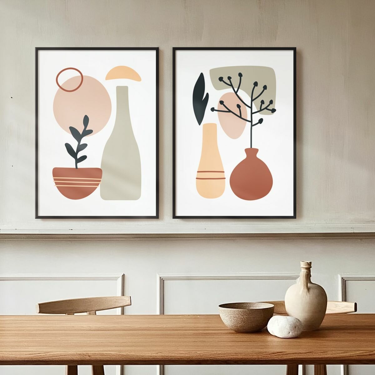 Постеры для интерьера "Абстрактные вазы" набор постеров 40x50 - 2 шт