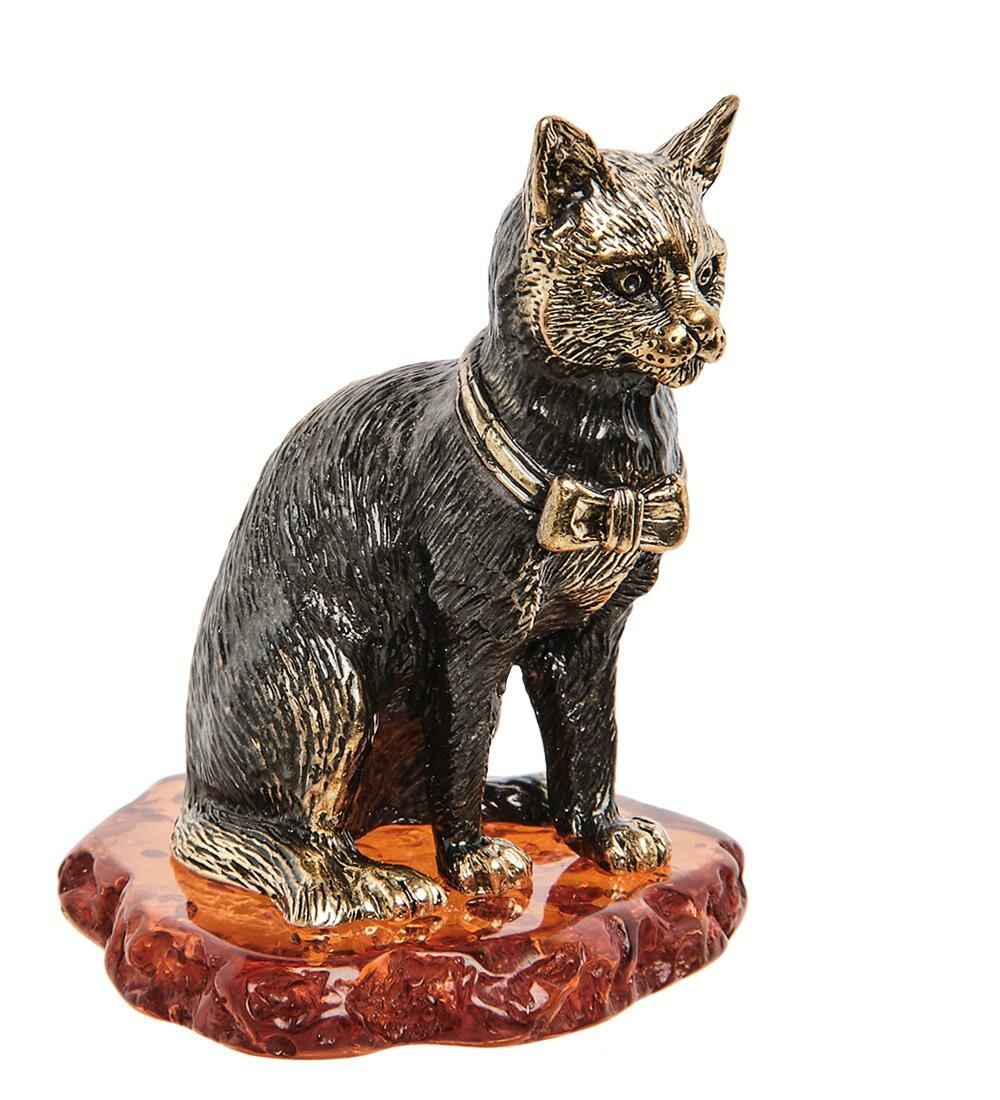 Фигурка Кот Шеба (латунь, янтарь) A2087905 Народные промыслы, бронзовый