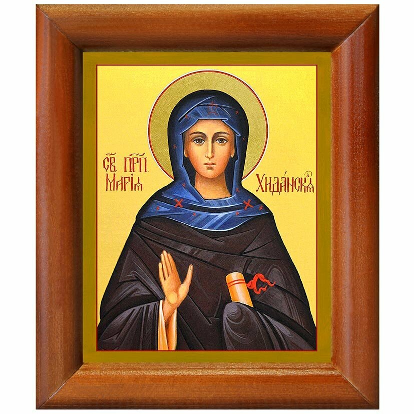 Преподобная Мария Хиданская, икона в деревянной рамке 8*9,5 см