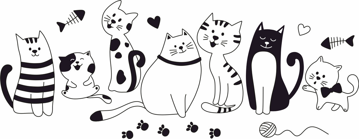 Gamma Термоаппликация М №04 5.5х14.5 см котики, термотрансфер M-424, 1 шт для ткани